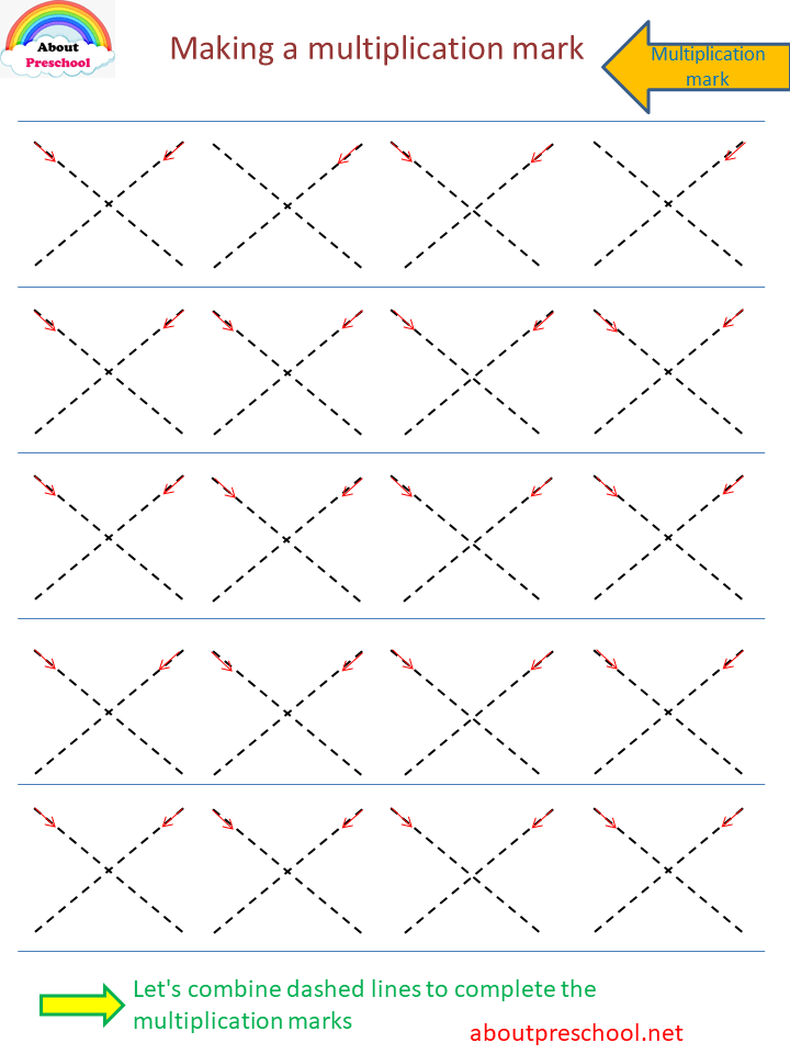 Making a multiplication mark - About Preschool