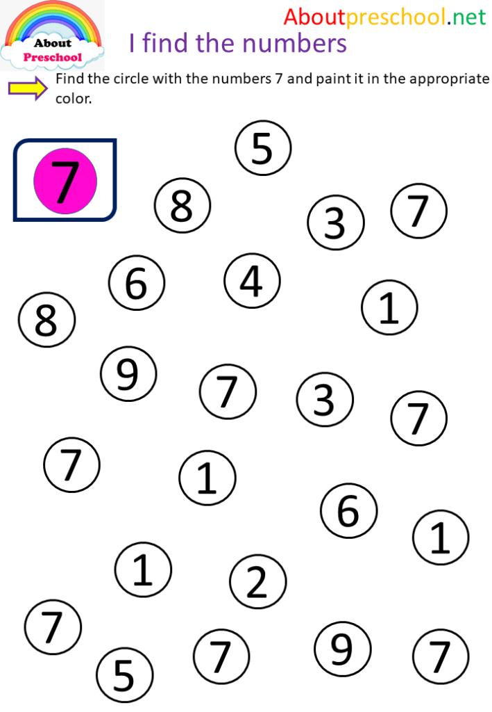 I find the numbers 7 - About Preschool