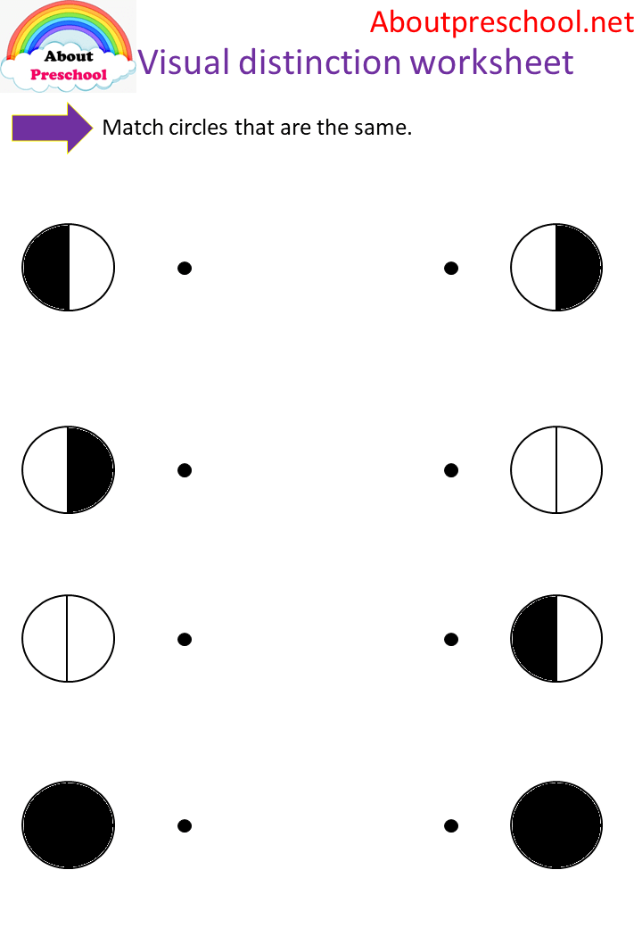 Visual distinction worksheet-attention work-Circle - About Preschool
