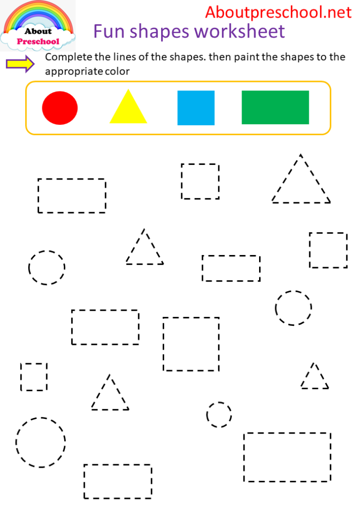 Fun shapes worksheet-2 - About Preschool