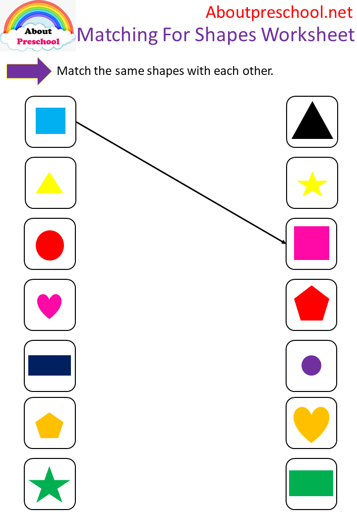 Matching For Shapes Worksheet-Attention Work-2 - About Preschool