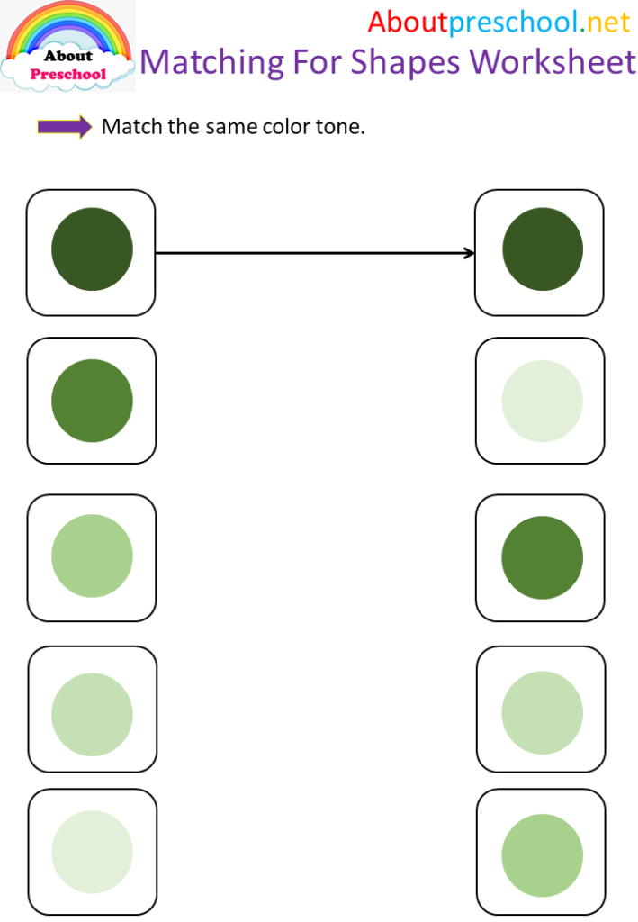Matching For Shapes Worksheet Colors-3 - About Preschool