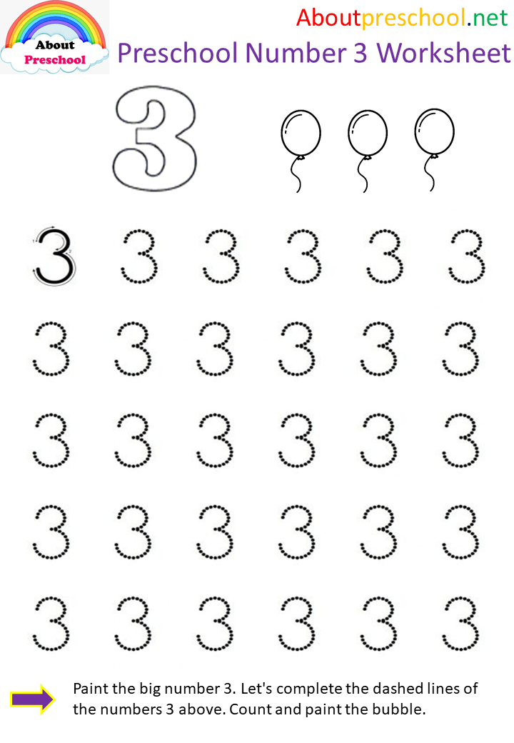 Preschool Fun Number Worksheet-3 - About Preschool