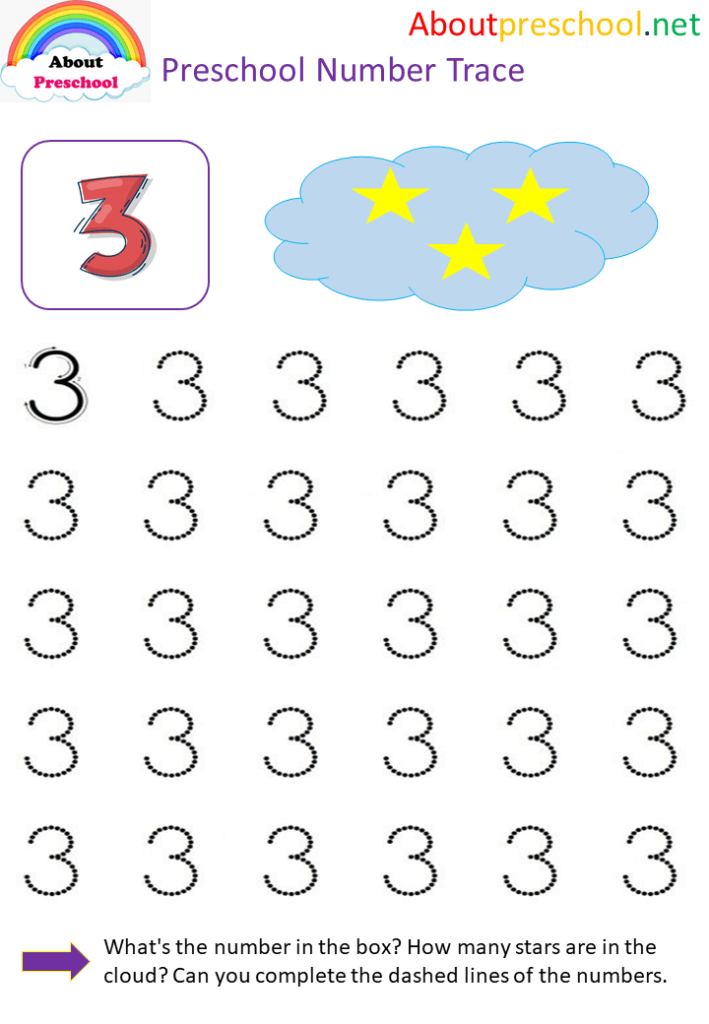 Preschool Number Trace Worksheet - 8 - About Preschool