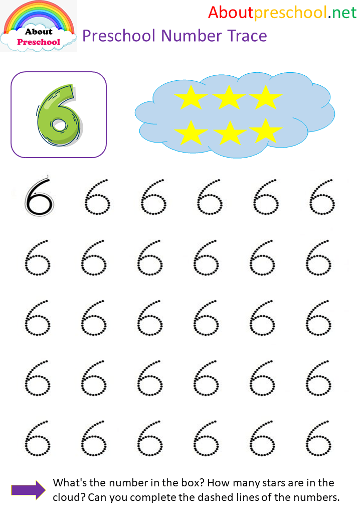 Preschool Number Trace Worksheet - 9 - About Preschool