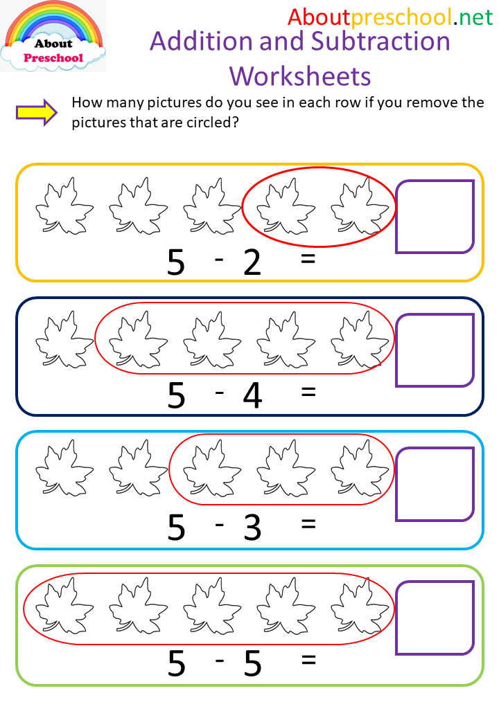 Addition And Subtraction Worksheets 16 About Preschool