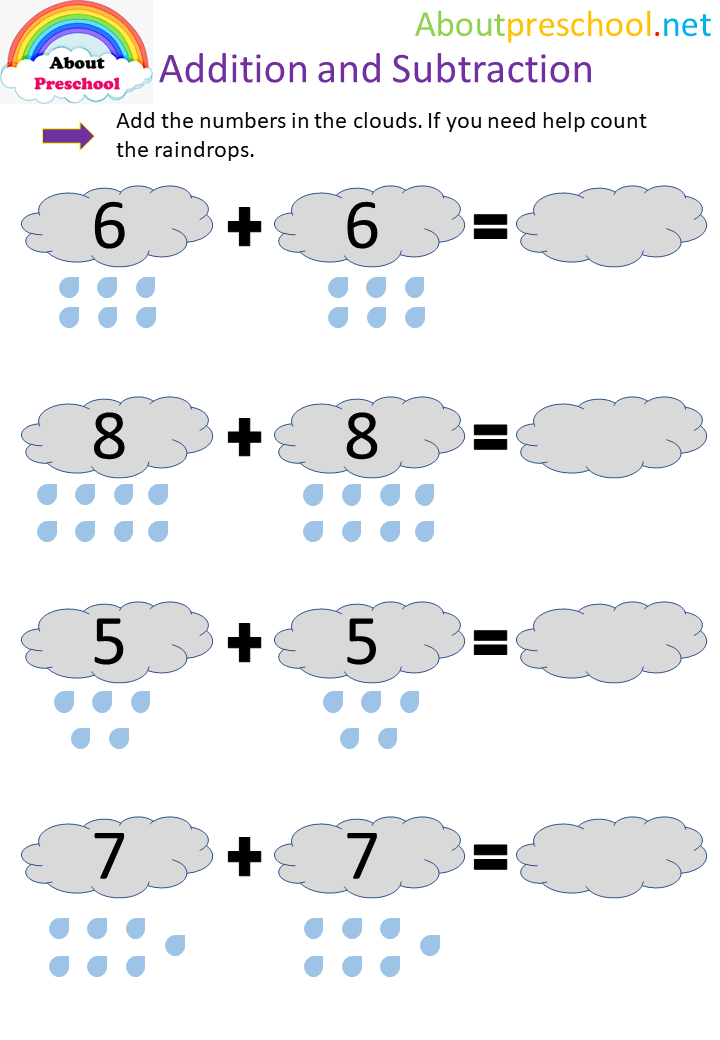 Addition and Subtraction Worksheets - 27 - About Preschool