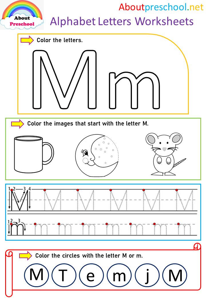 Alphabet Letters Worksheets-M - About Preschool