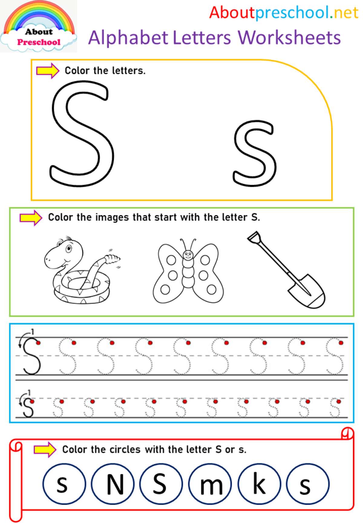 Letter S Preschool Worksheet