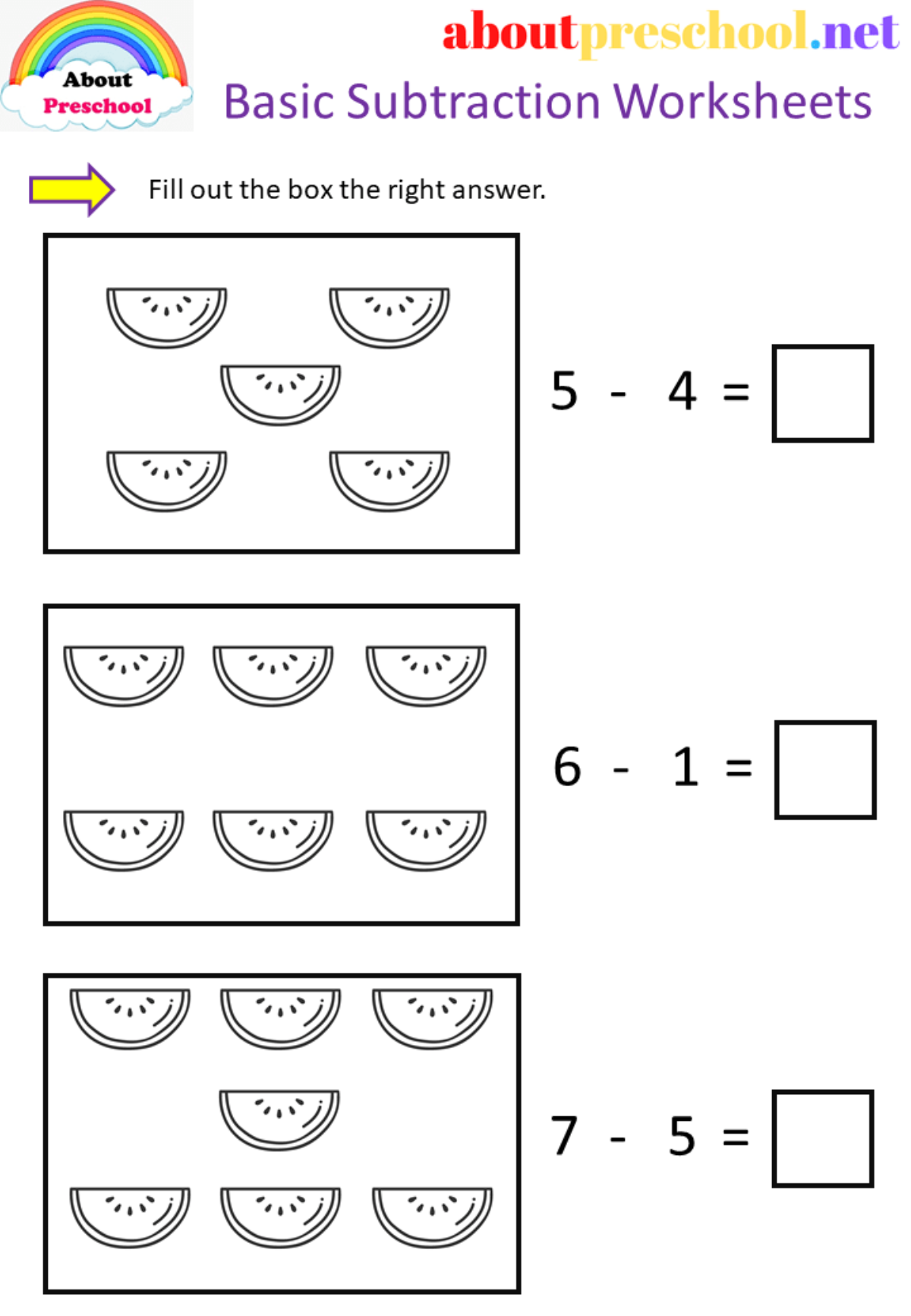 Subtraction Worksheets Basic
