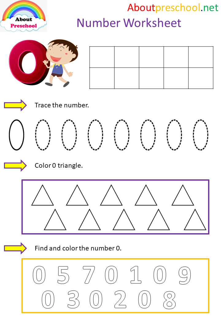 Printable number worksheet - 0 - About Preschool