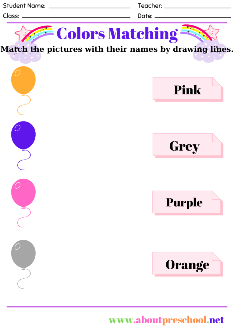 Preschool Matching Worksheets - About Preschool