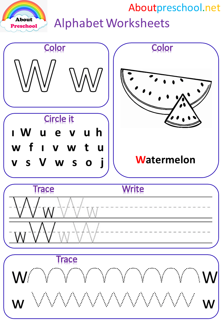 Alphabet Worksheets-W - About Preschool