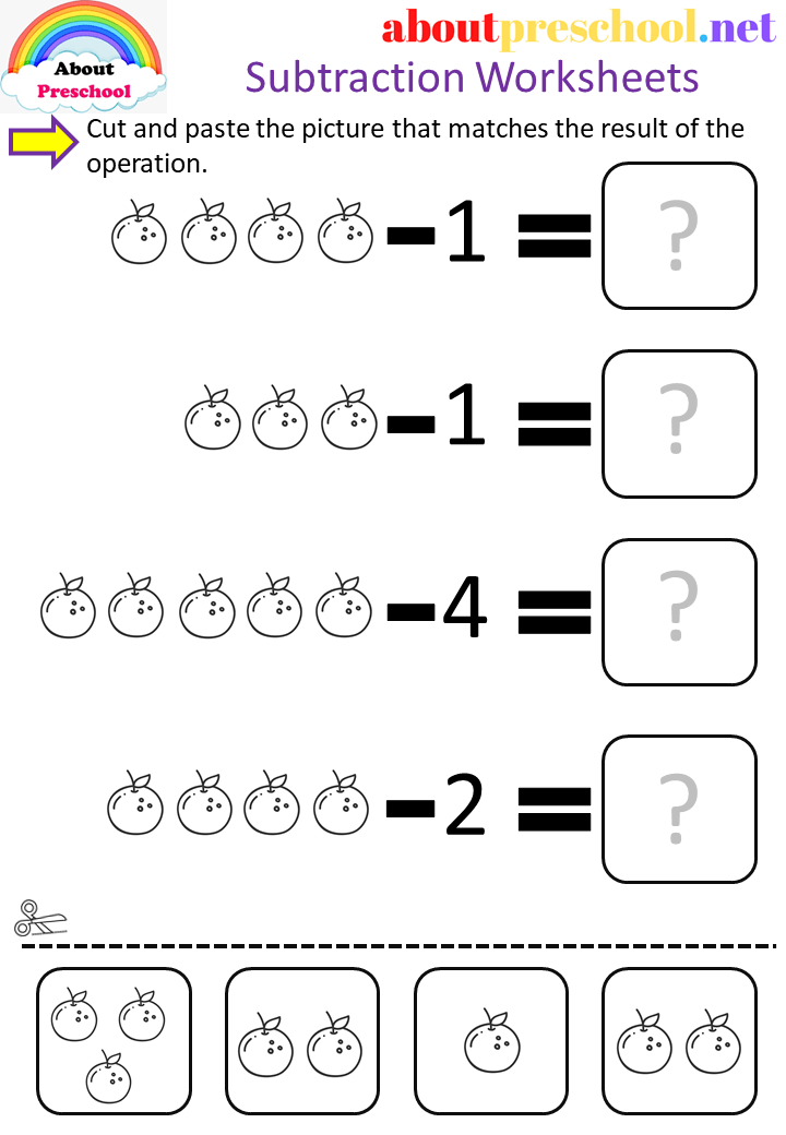 Basic Subtraction Worksheets - 18 - About Preschool