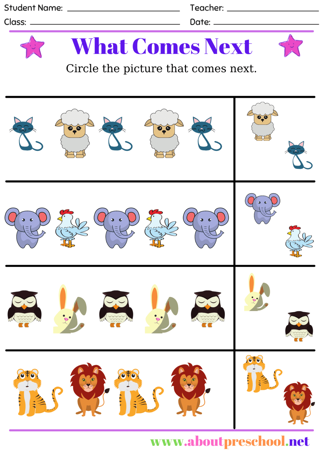 Preschool Pattern Worksheet-7 - About Preschool