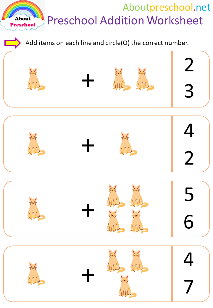 Preschool addition worksheet-34 - About Preschool