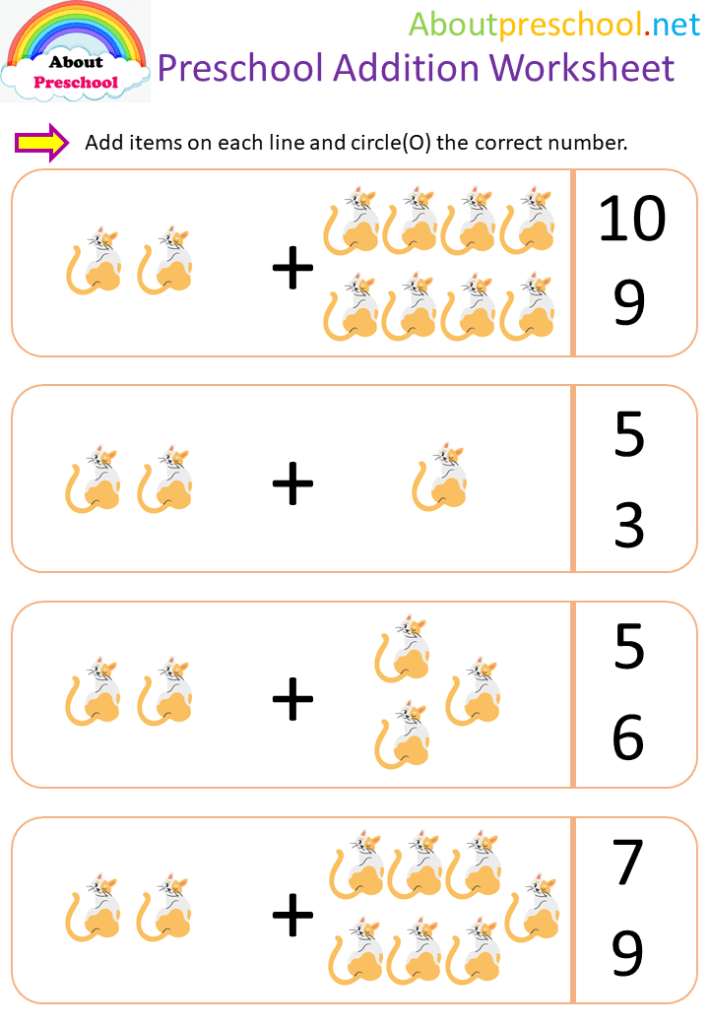 Preschool addition worksheet-42 - About Preschool