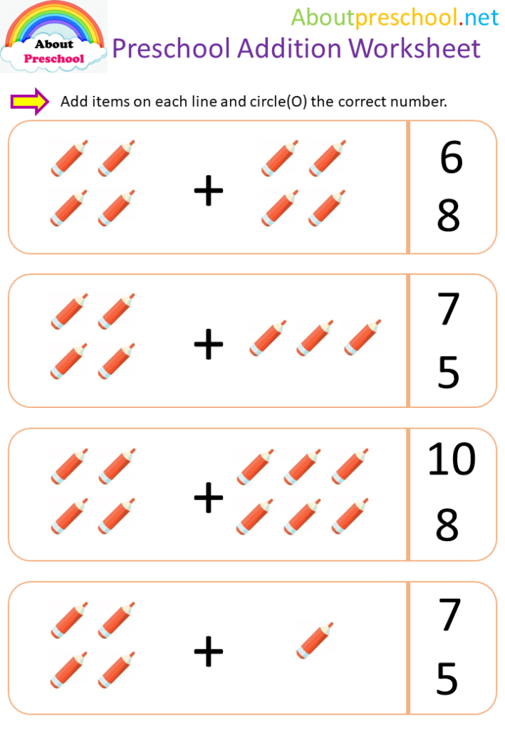 Preschool addition worksheet-42 - About Preschool