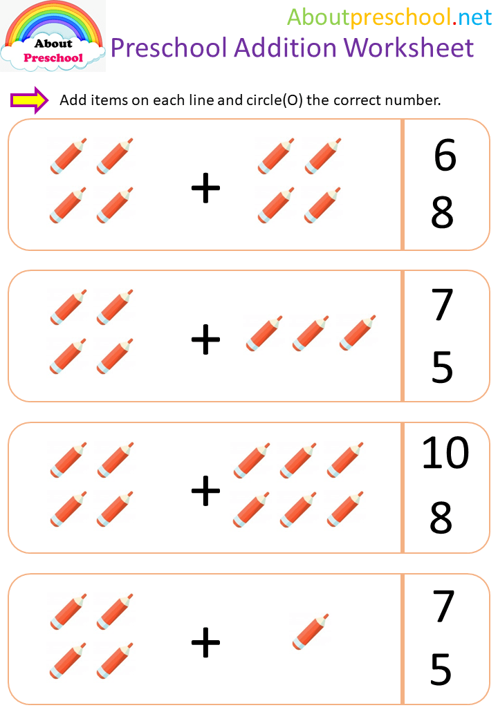 Preschool addition worksheet-40 - About Preschool