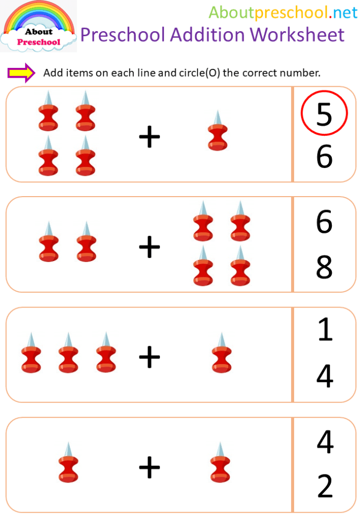 Preschool addition worksheet-51 - About Preschool
