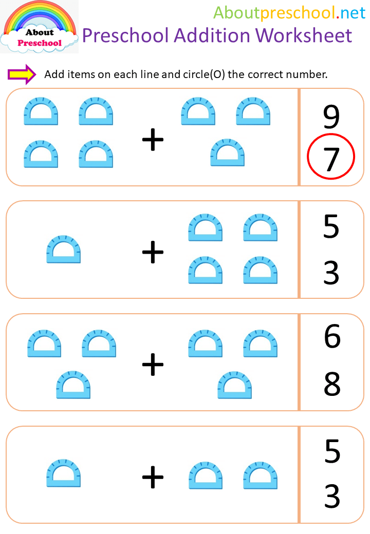 Preschool addition worksheet-50 - About Preschool