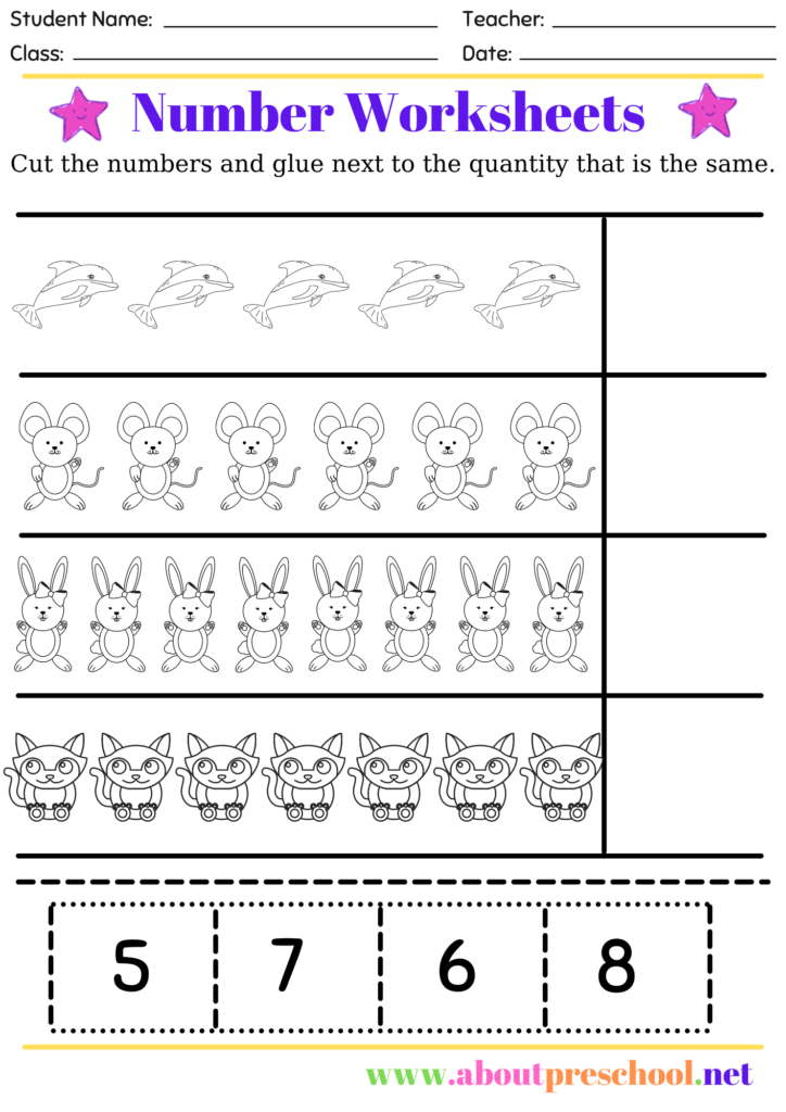 Number Worksheets For Kindergarten-2 - About Preschool
