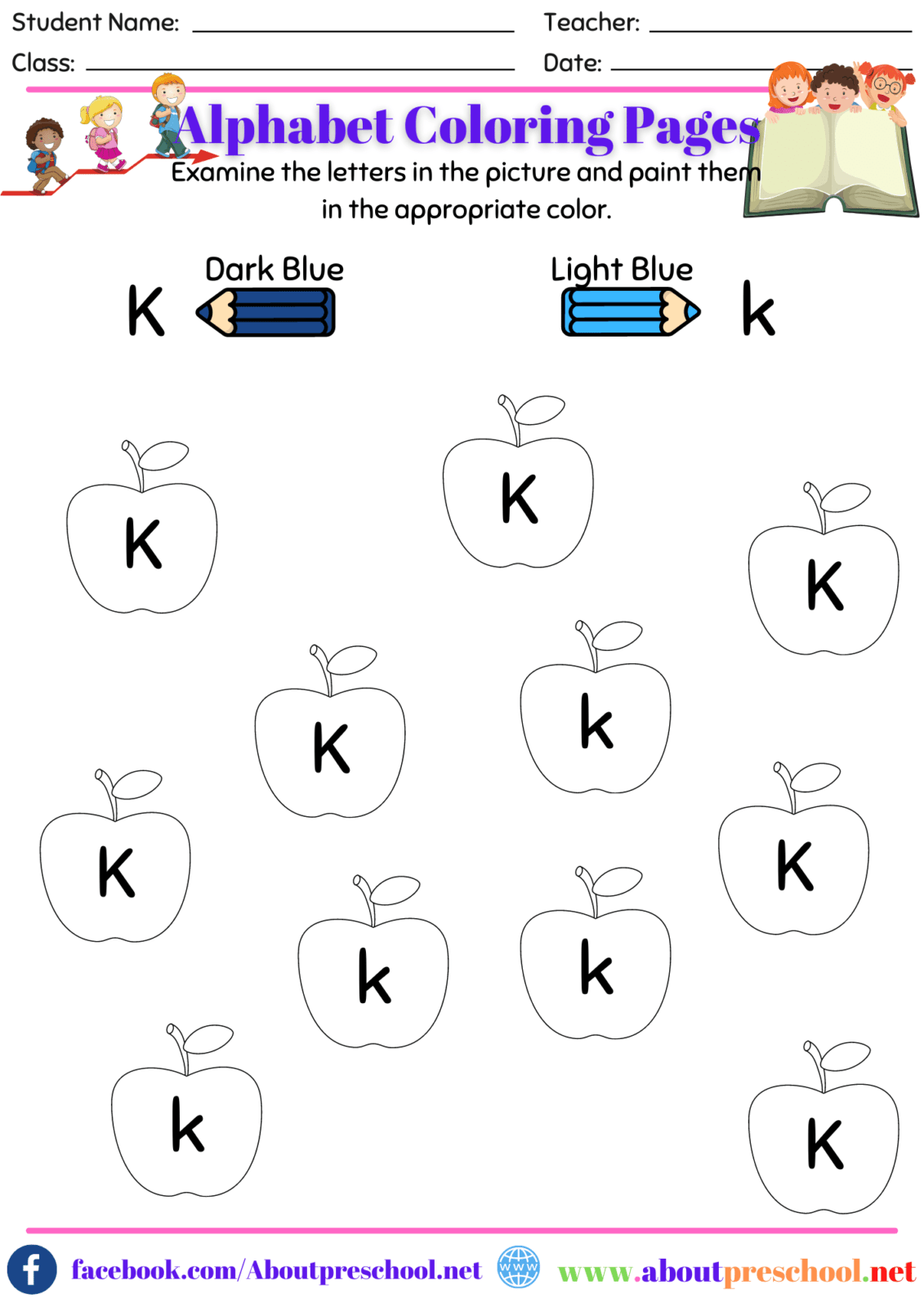 Alphabet Color Pages-K - About Preschool