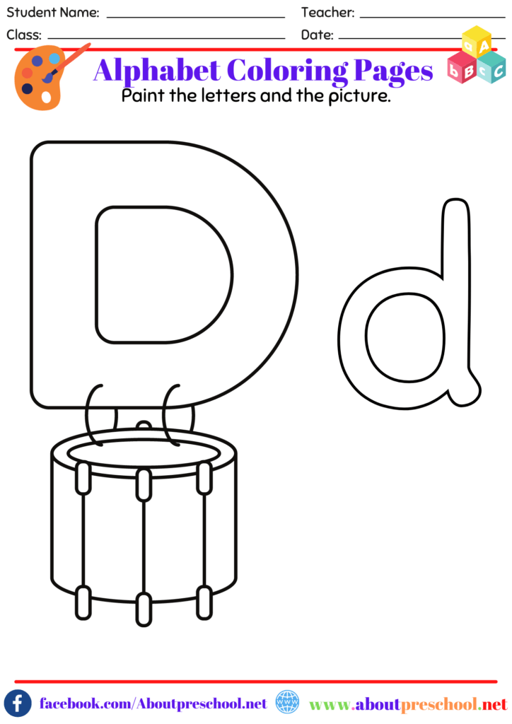 Alphabet Coloring Pages-d - About Preschool