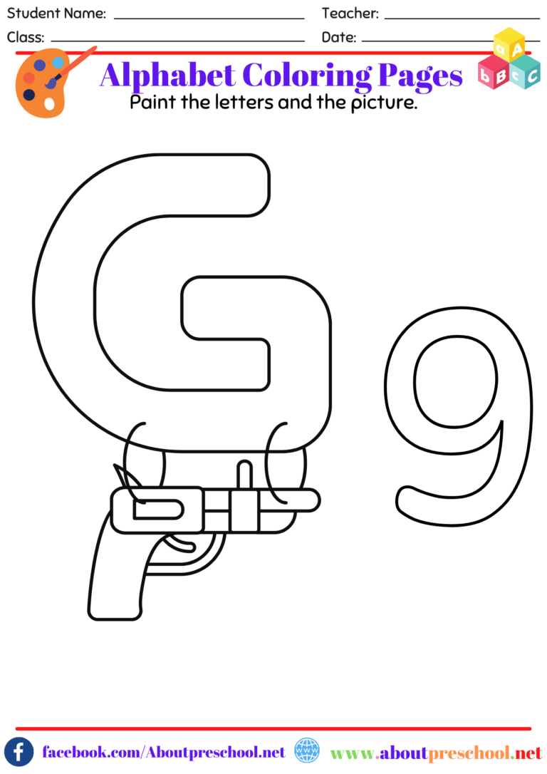 Alphabet Coloring Pages-g - About Preschool