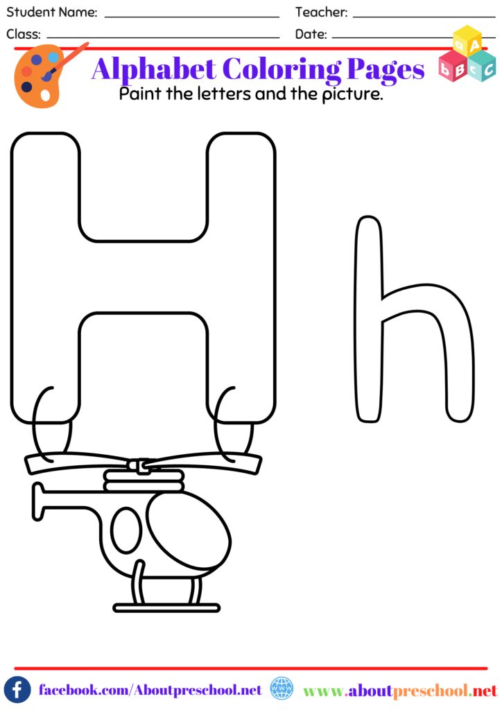 Alphabet Coloring Pages-h - About Preschool