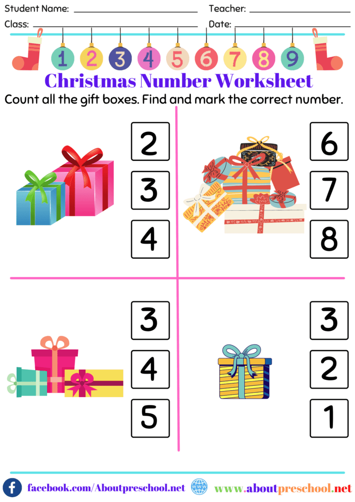 Christmas Number Worksheet-2 - About Preschool