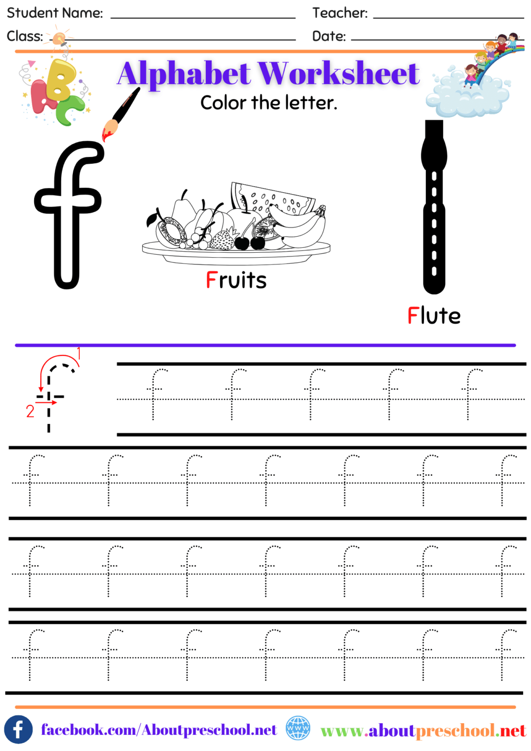 Lowercase Letters-f - About Preschool