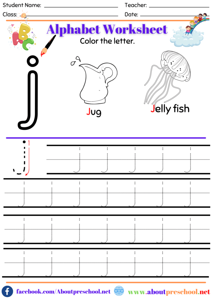 Lowercase Letters-j - About Preschool June Alphabet F Worksheet