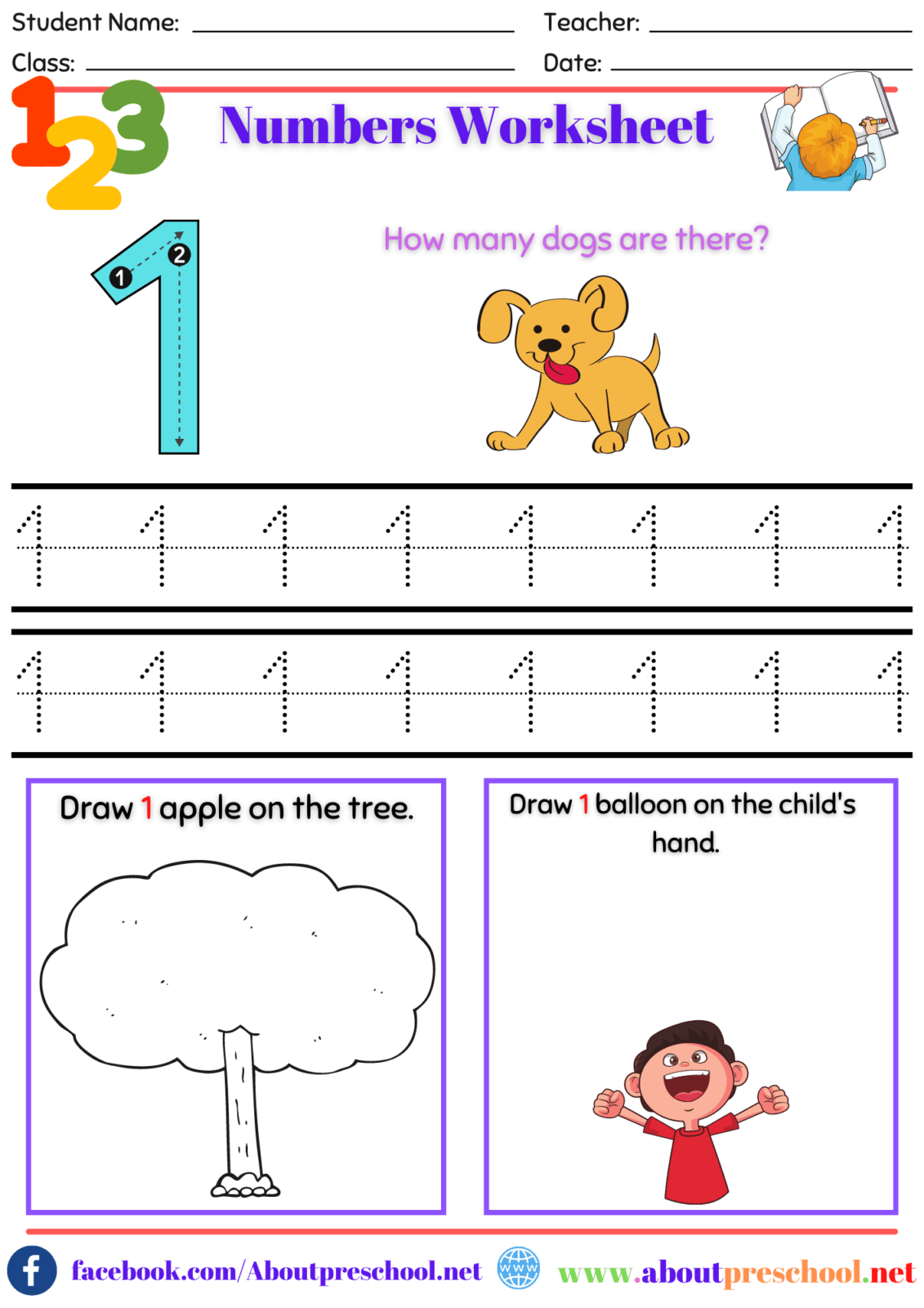 Number Worksheet Kindergarten -1 - About Preschool