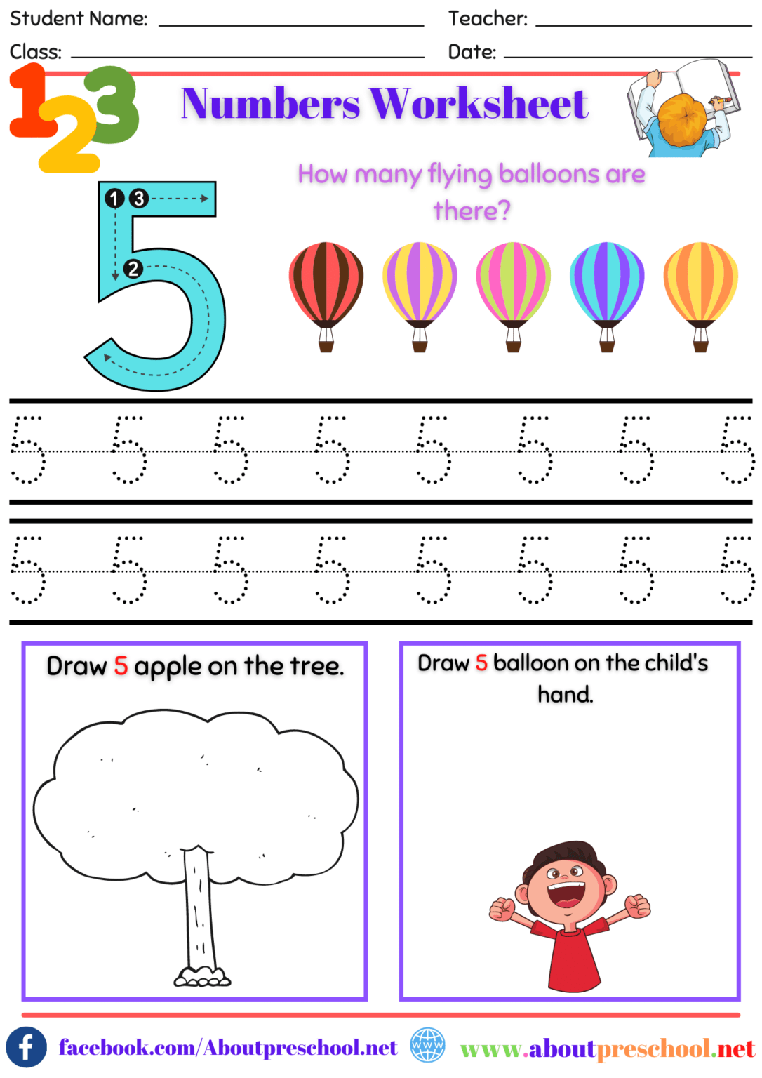 Number Worksheet Kindergarten -5 - About Preschool