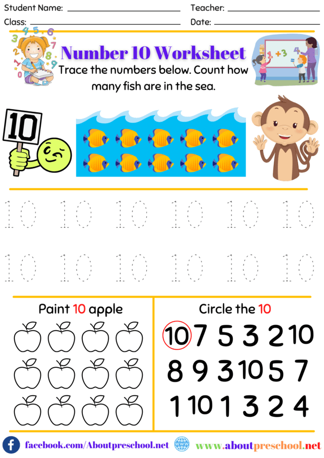 Preschool Number Worksheets - 17 - About Preschool