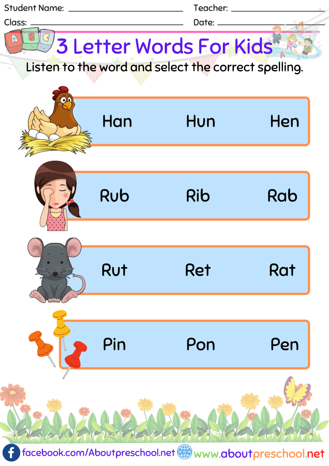 3 Letter Words For Kids-20 - About Preschool