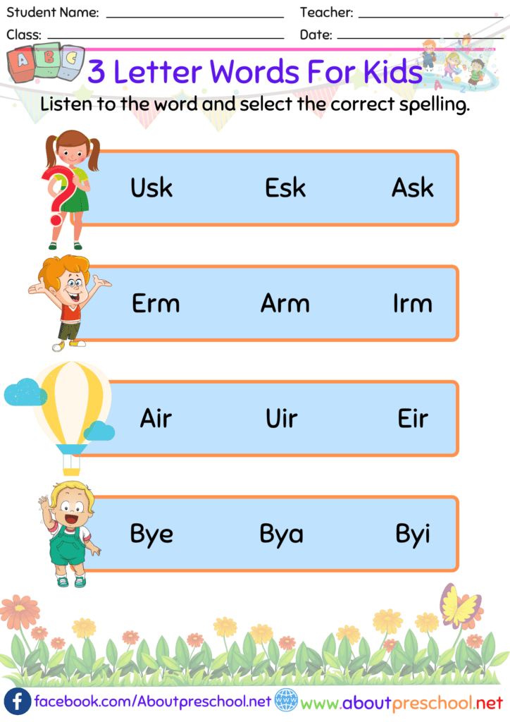 3 Letter Words For Kids-3 - About Preschool