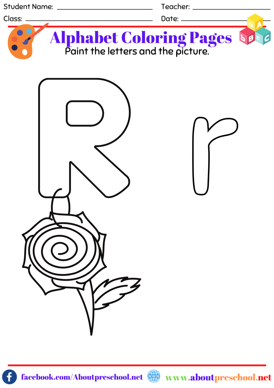 Alphabet Coloring Pages-r - About Preschool