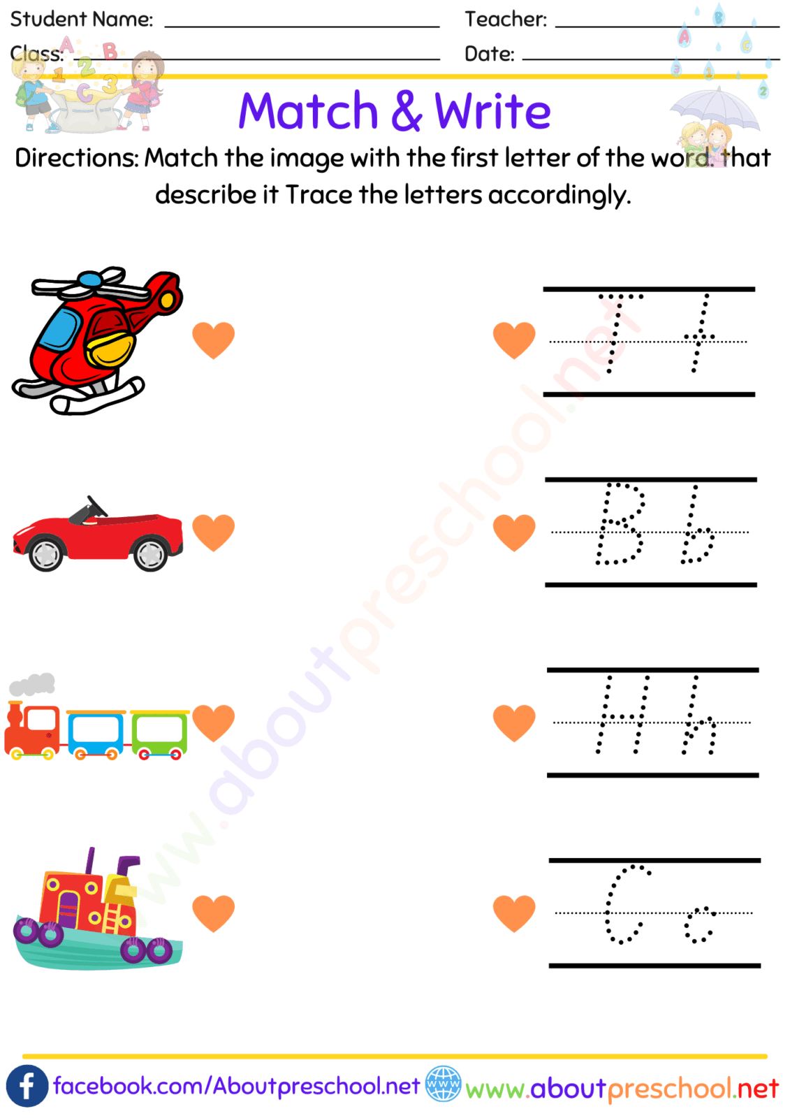 Alphabet Matching and Write-10 - About Preschool