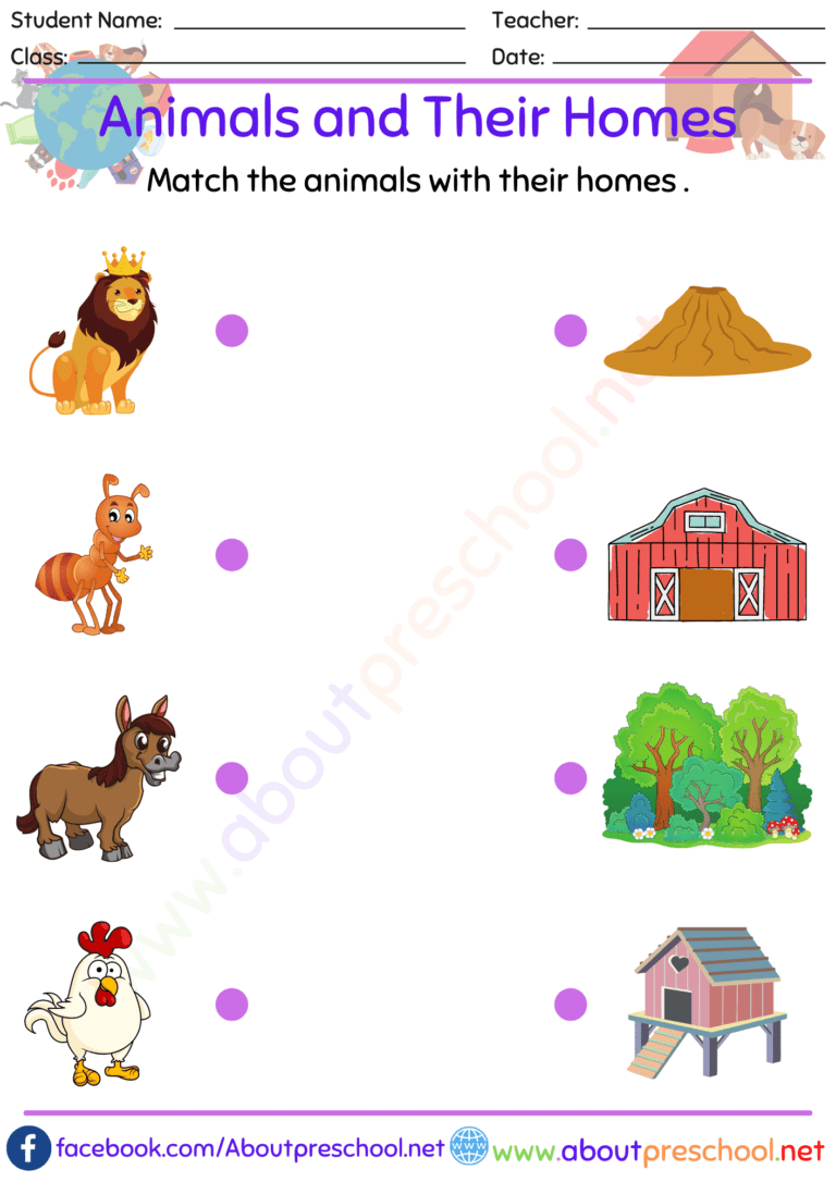Animals and Their Homes Matching - About Preschool