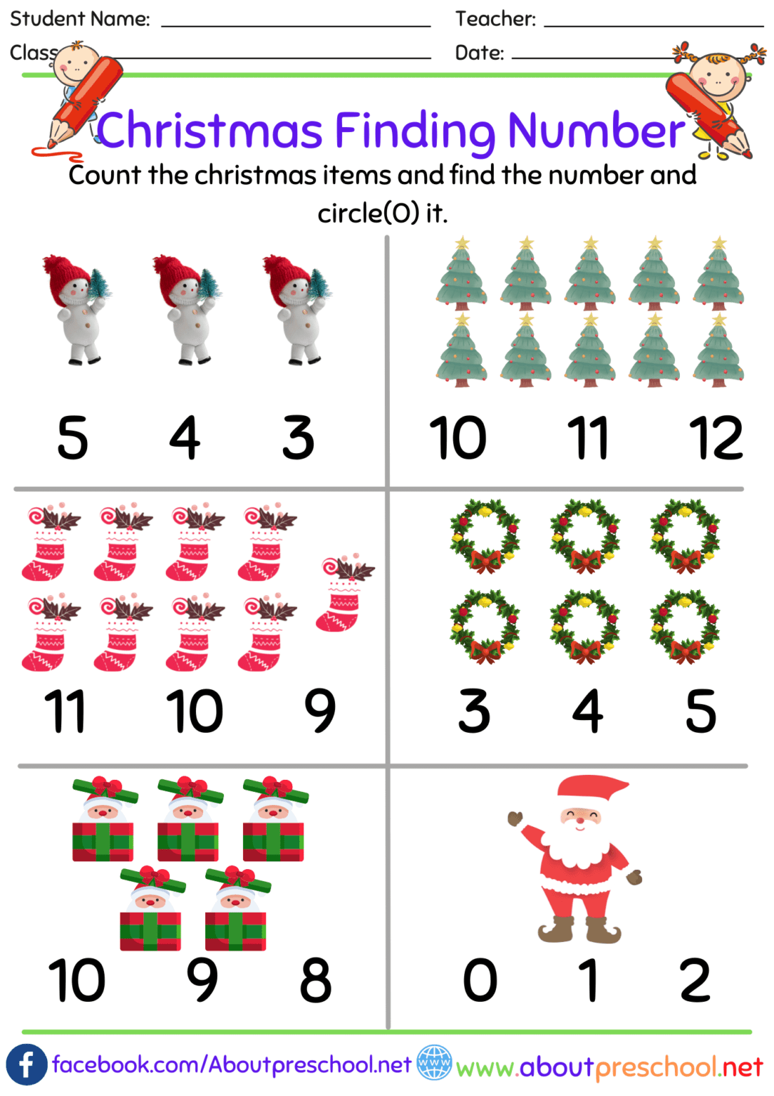 Christmas Finding Number-3 - About Preschool