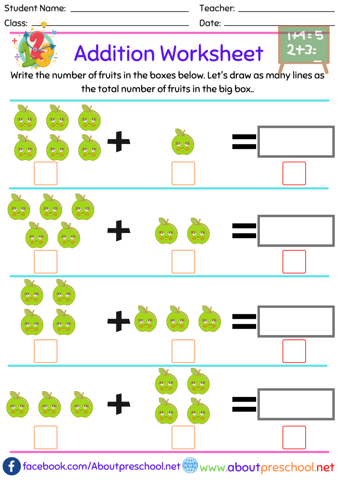 Kindergarten Addition Worksheet-16 - About Preschool