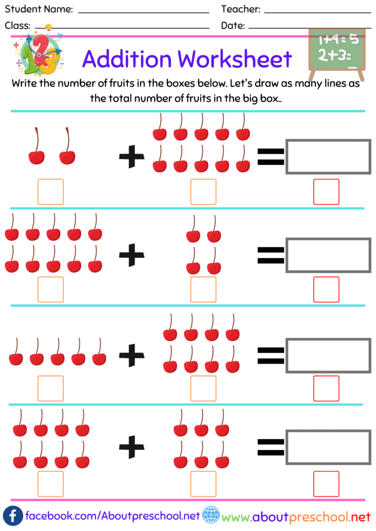 Kindergarten Addition Worksheet-20 - About Preschool