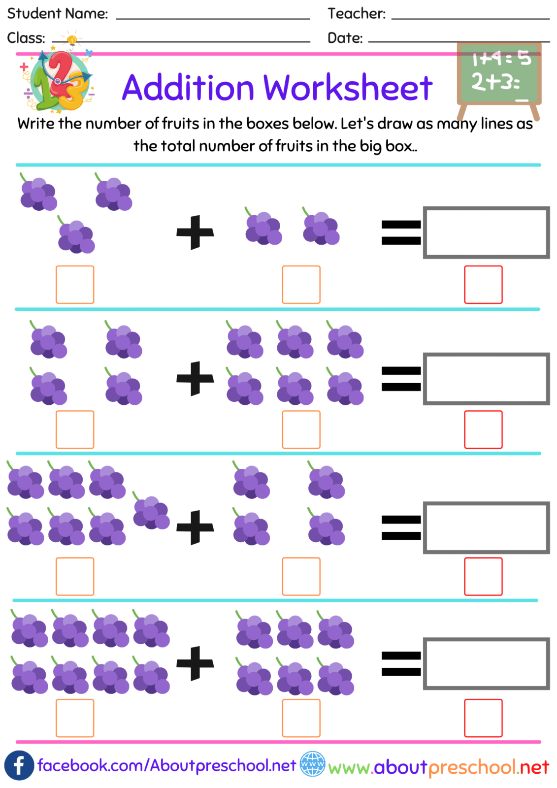 Kindergarten Addition Worksheet-21 - About Preschool