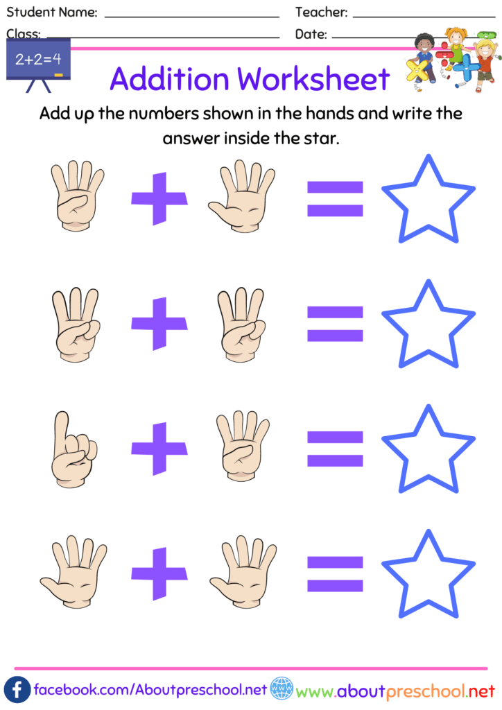 Kindergarten Addition Worksheet-3 - About Preschool