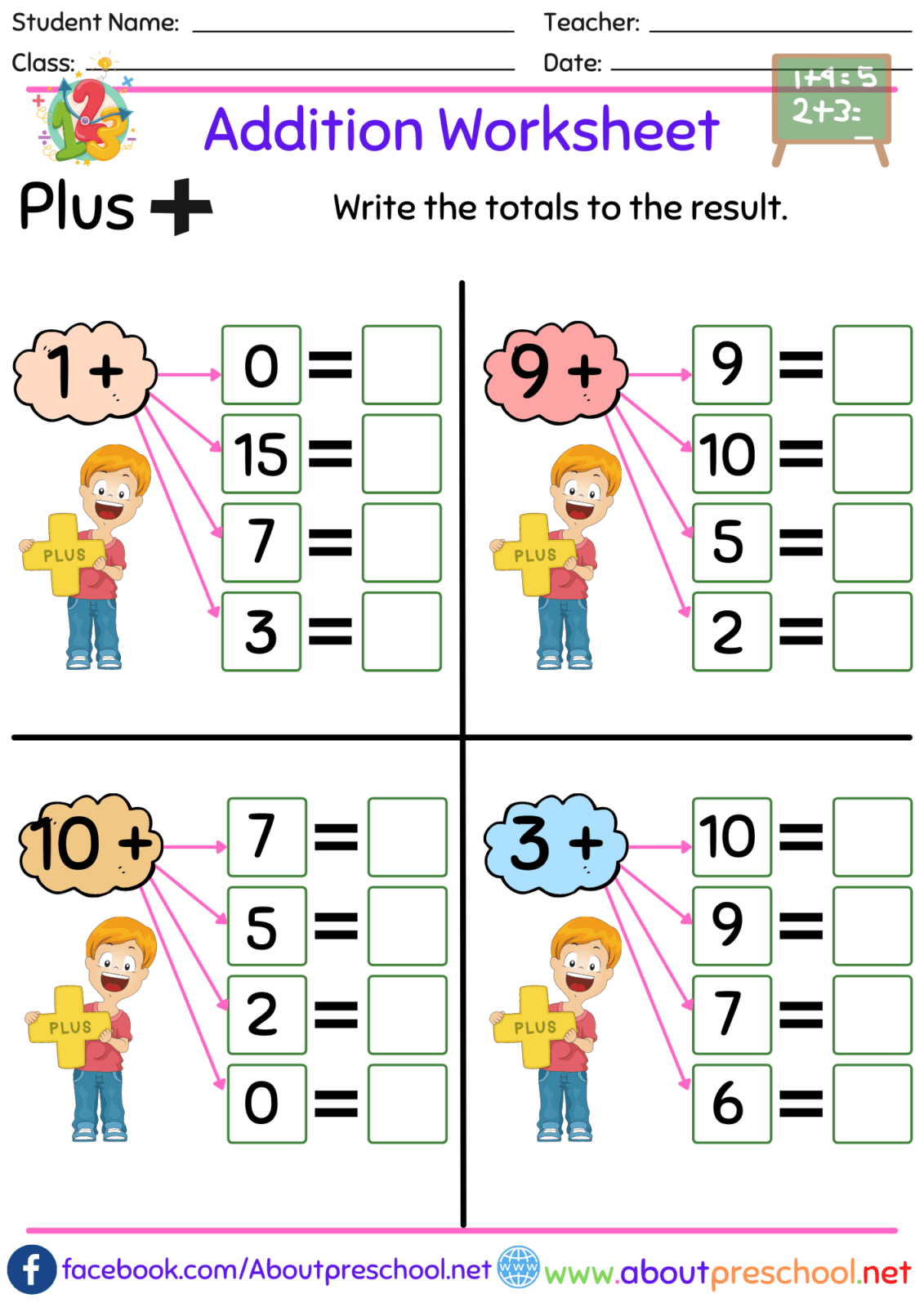 Kindergarten Addition Worksheet-33 - About Preschool