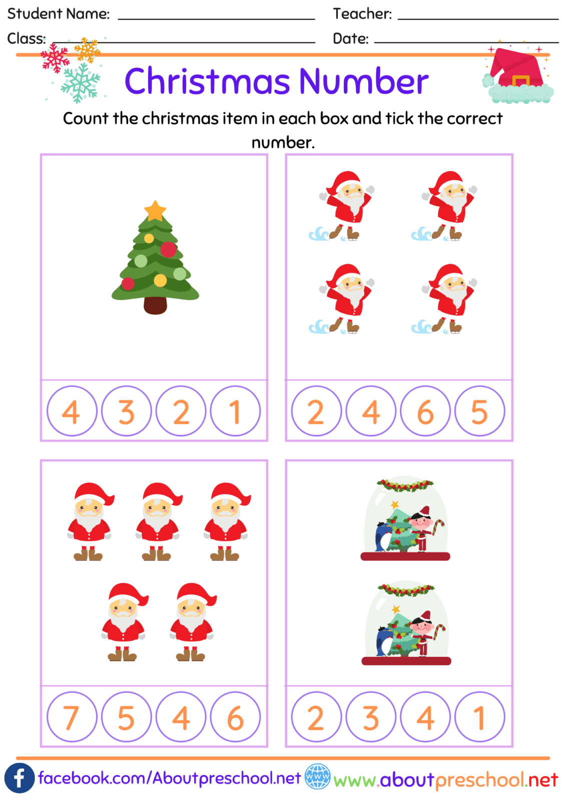 Kindergarten Christmas Number - About Preschool