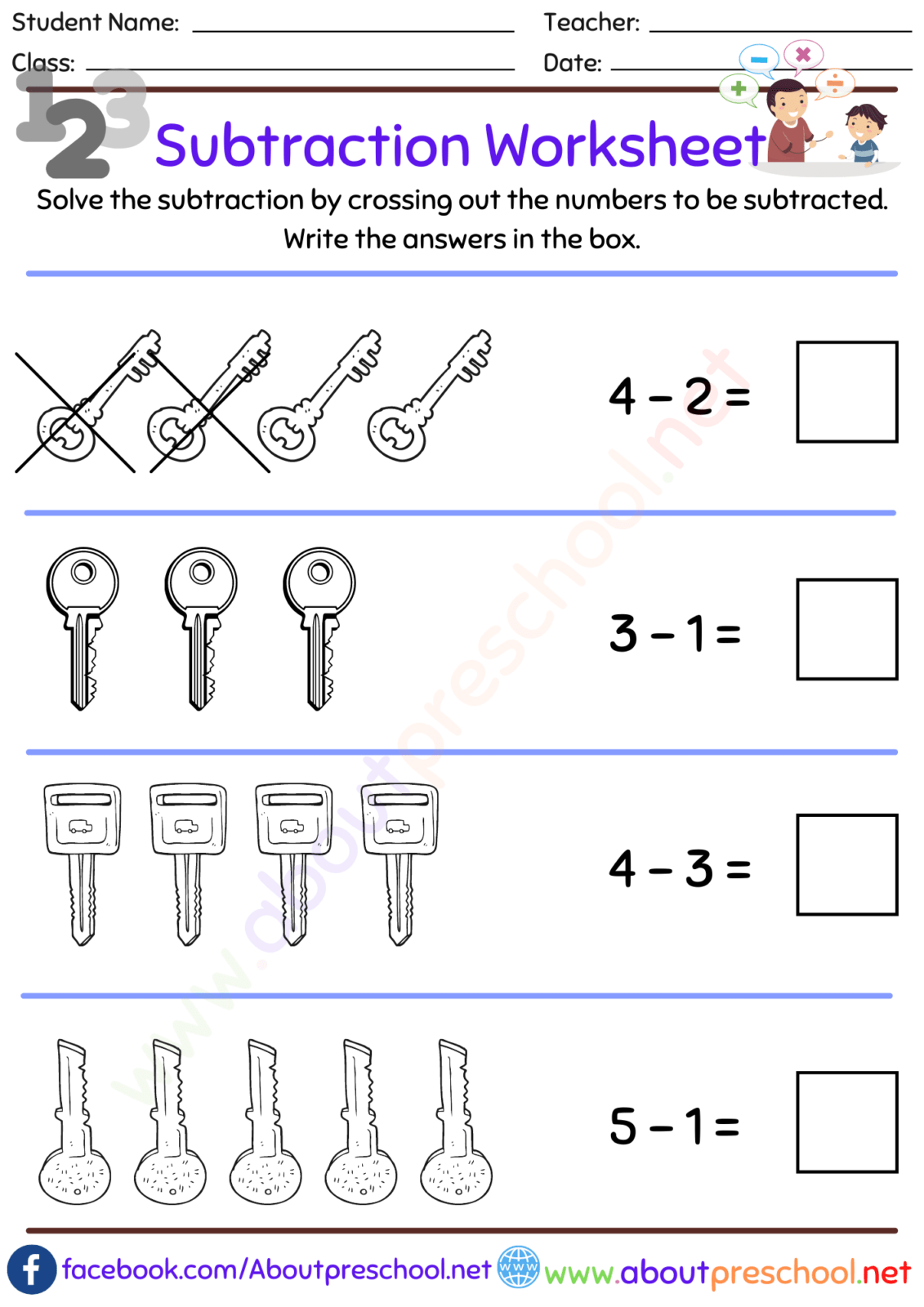 Kindergarten Subtraction Worksheets-12 - About Preschool