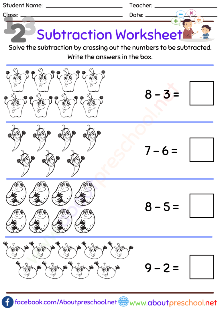 Kindergarten Subtraction Worksheets-16 - About Preschool